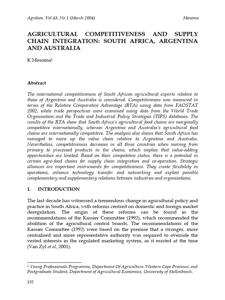 Agricultural Competitiveness and Supply Chain | PDF | Foods | Comparative Advantage