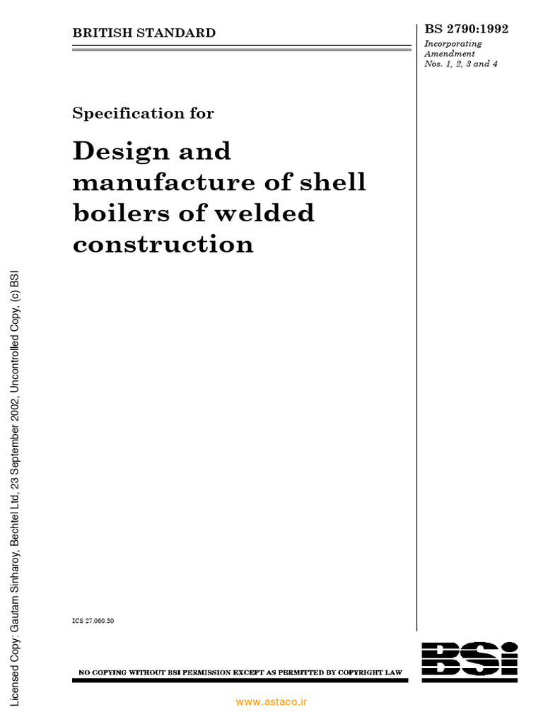 BS 2790 1992 | Download Free PDF | Pipe (Fluid Conveyance) | Boiler