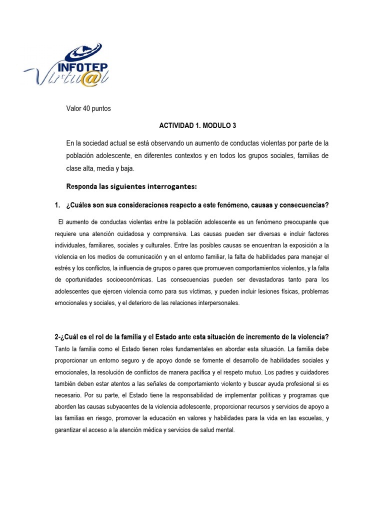Aumento De Violencia En Adolescentes Pdf Violencia Comportamiento