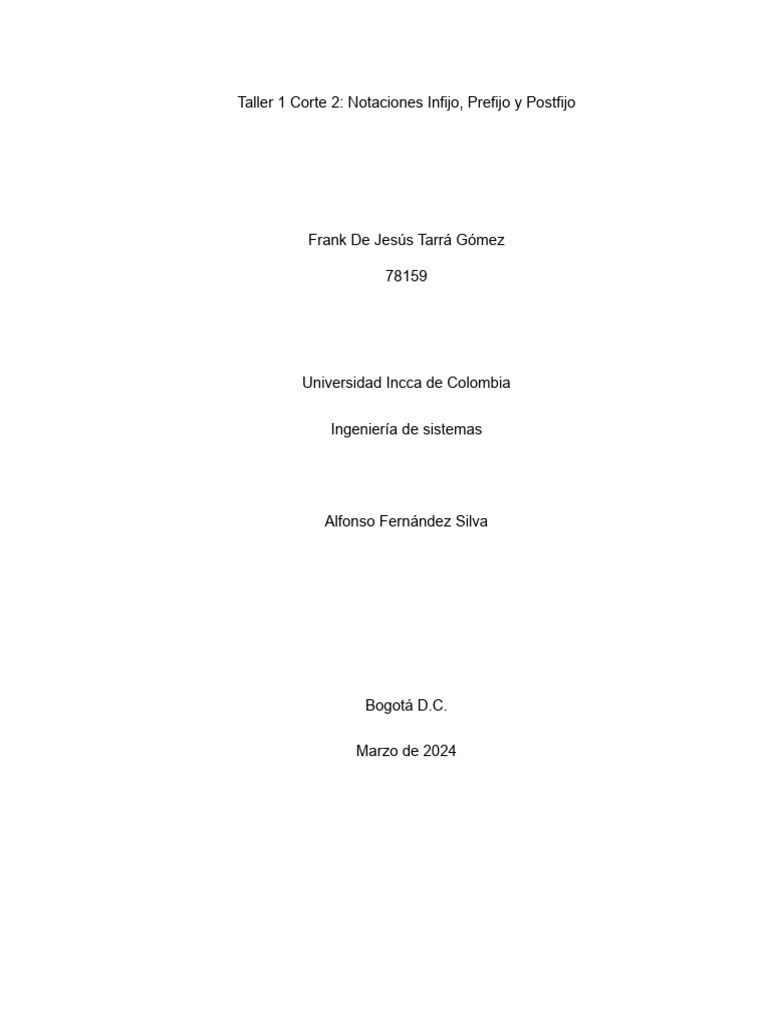 Notaciones Infijo, Prefijo y Postfijo | PDF | Programación de ...