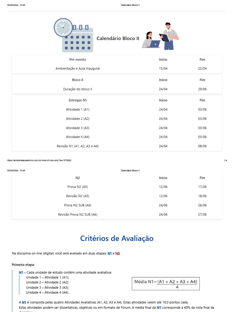 Cronograma e Critérios | PDF