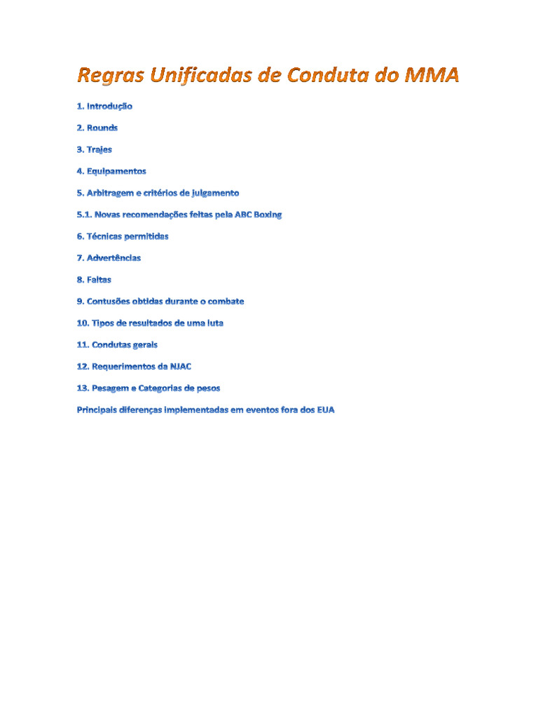 Regras Mma | PDF | Ultimate Fighting Championship (UFC) | Artes ...