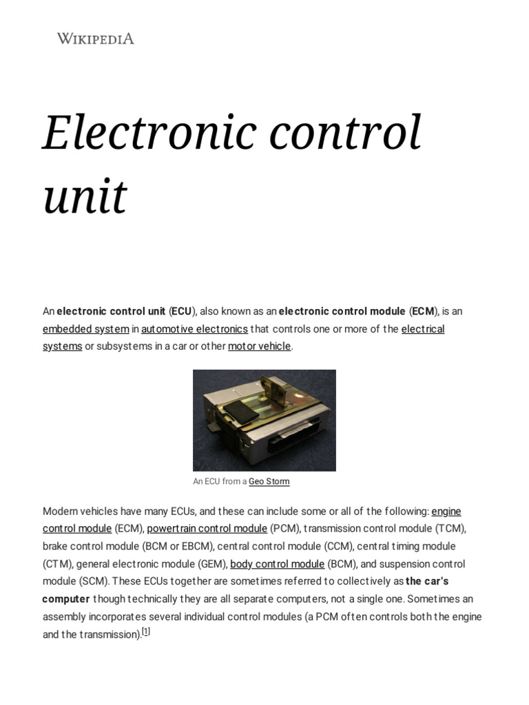 Overview of Electronic Control Units | PDF | Computer Engineering ...