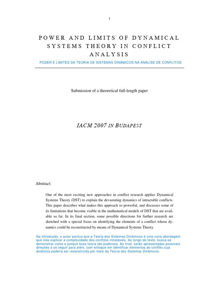 Dynamical Systems Theory in Conflict Analysis | PDF | Mathematics ...