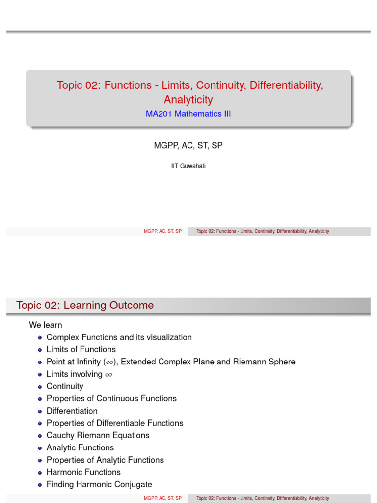 CA2023 Topic 02 Handout | PDF | Function (Mathematics) | Complex Number