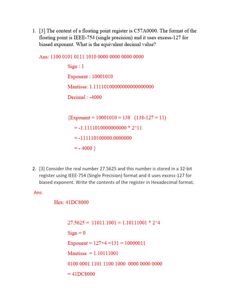 IEEE-754 Floating Point Conversions | PDF | Office Equipment | Computer ...