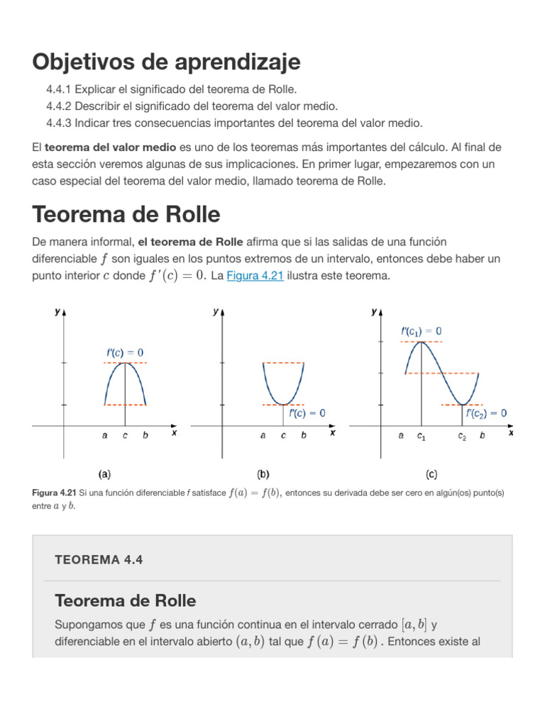 4.4 El Teorema Del Valor Medio - Cálculo Volumen 1 | PDF | Derivado ...
