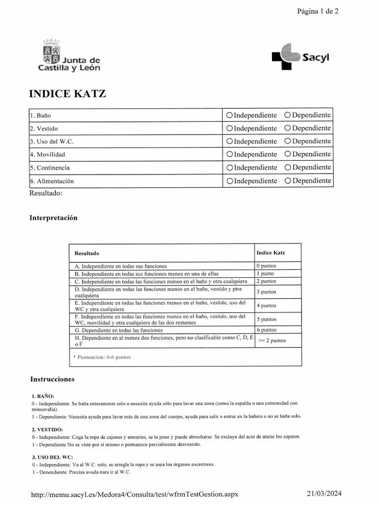 Índice de Katz | PDF