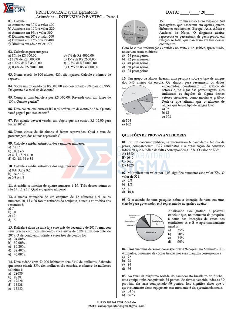 Lista - Intensivão - FAETEC 1 GABA | PDF