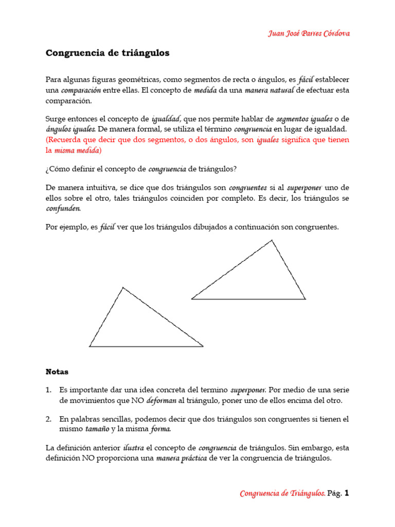 Congruencia | PDF | Triángulo | Geometría del plano euclidiano