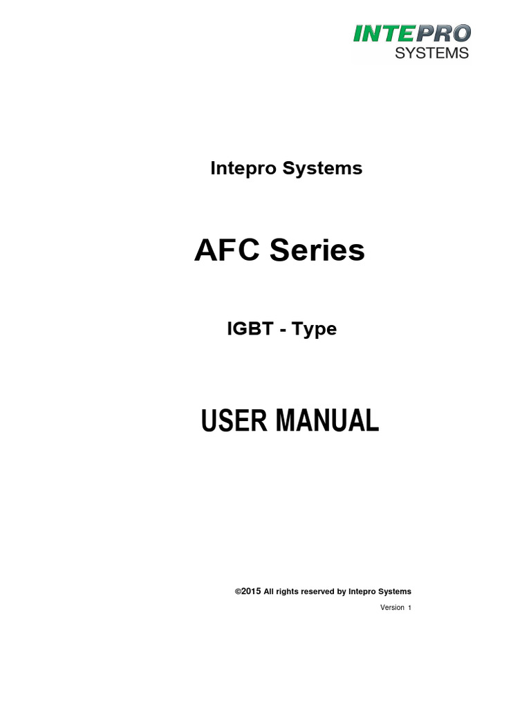 AFC Series English Manual New APR 2015 1 | PDF | Mains Electricity ...