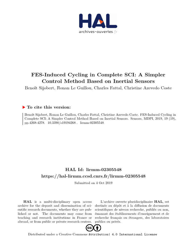FES-Induced Cycling in Complete SCI A Simpler Control Method Based On ...