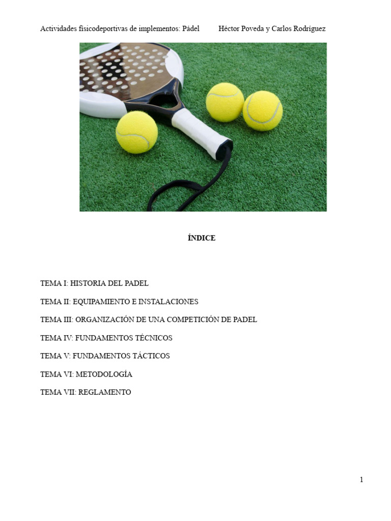 Padel Tema1 | PDF | Deportes