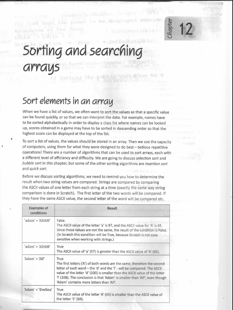 12.sorting and Searching in Arrays | PDF