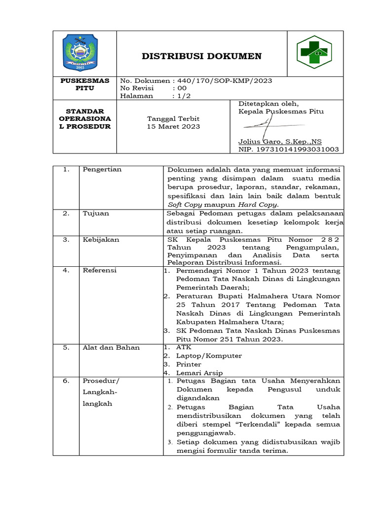Sop Distribusi Dokumen | PDF