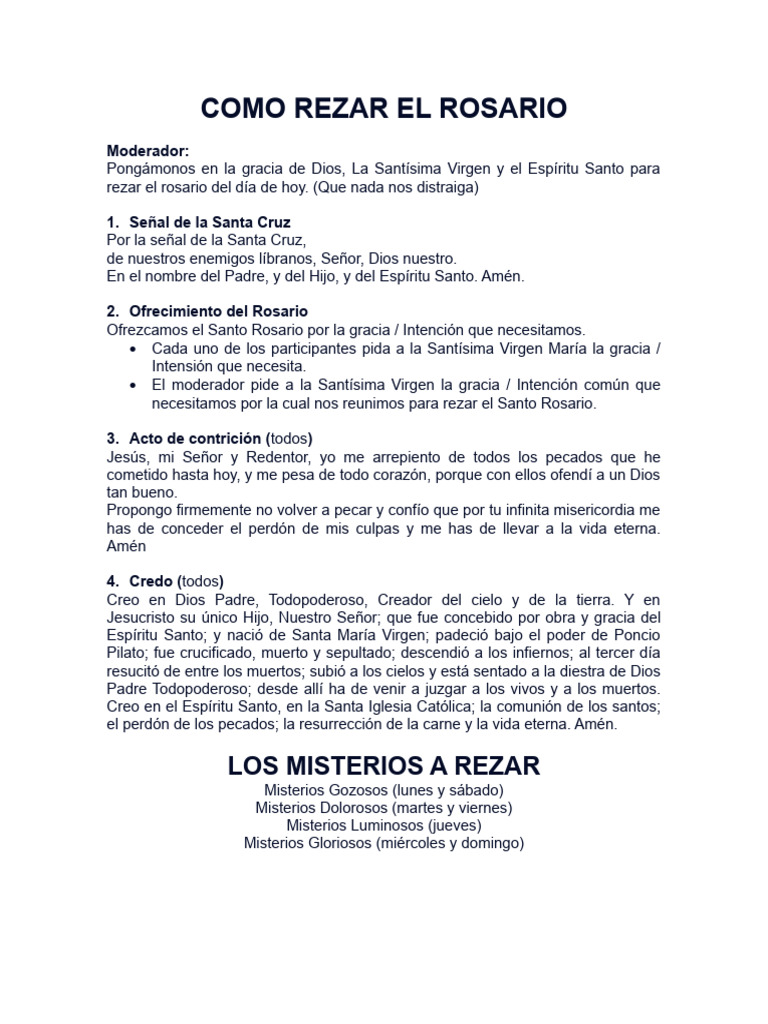 Como Rezar El Santo Rosario | Descargar gratis PDF | María, madre de Jesús | Oración