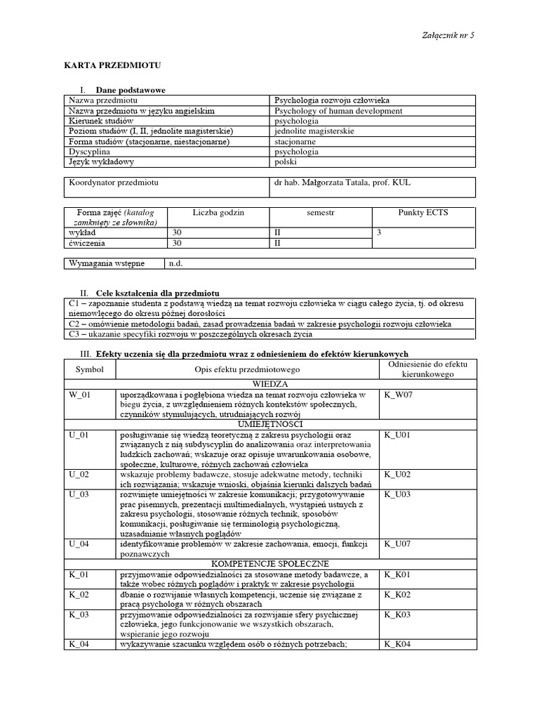 Psychologia Rozwoju CZ Owieka | PDF