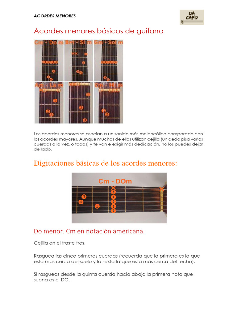 Acordes De Barra Básicos Para Guitarra