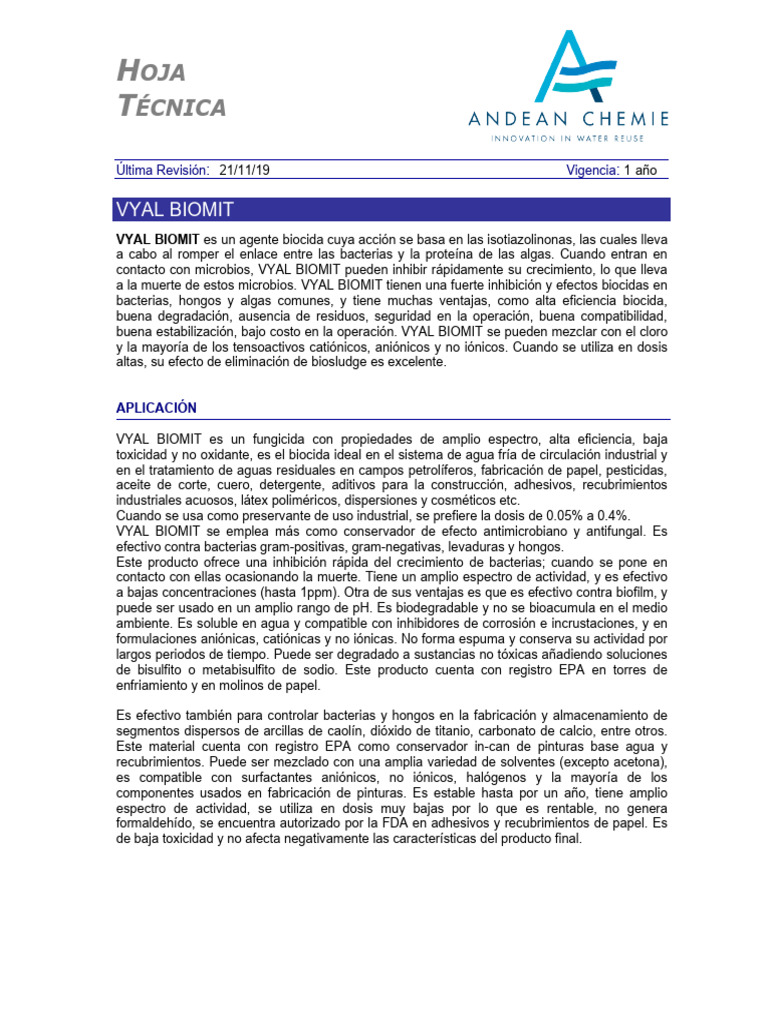 HT Vyal Biomit | PDF | Las bacterias | Tensioactivo
