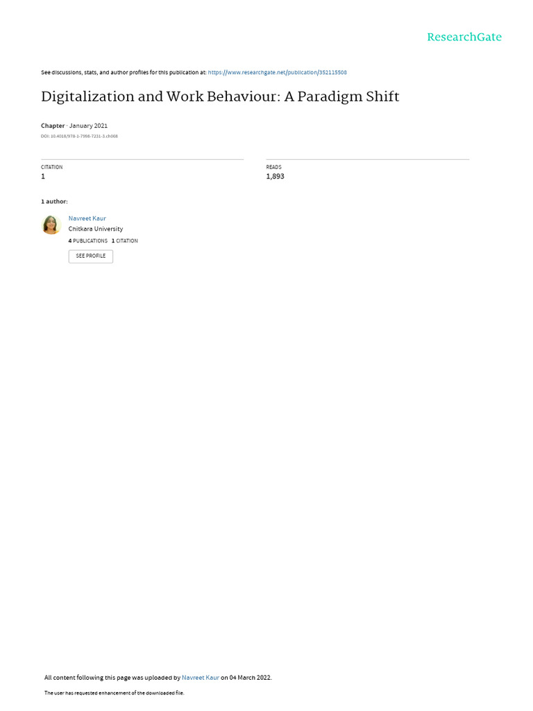 Digitalization and Work Behaviour A Paradigm Shift | PDF | Leadership