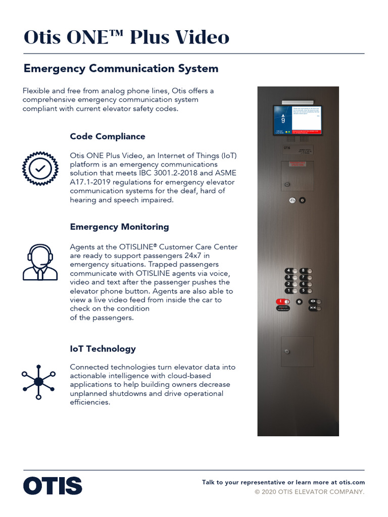 Otis ONE Plus Video NE Factsheet - 02092020 | PDF