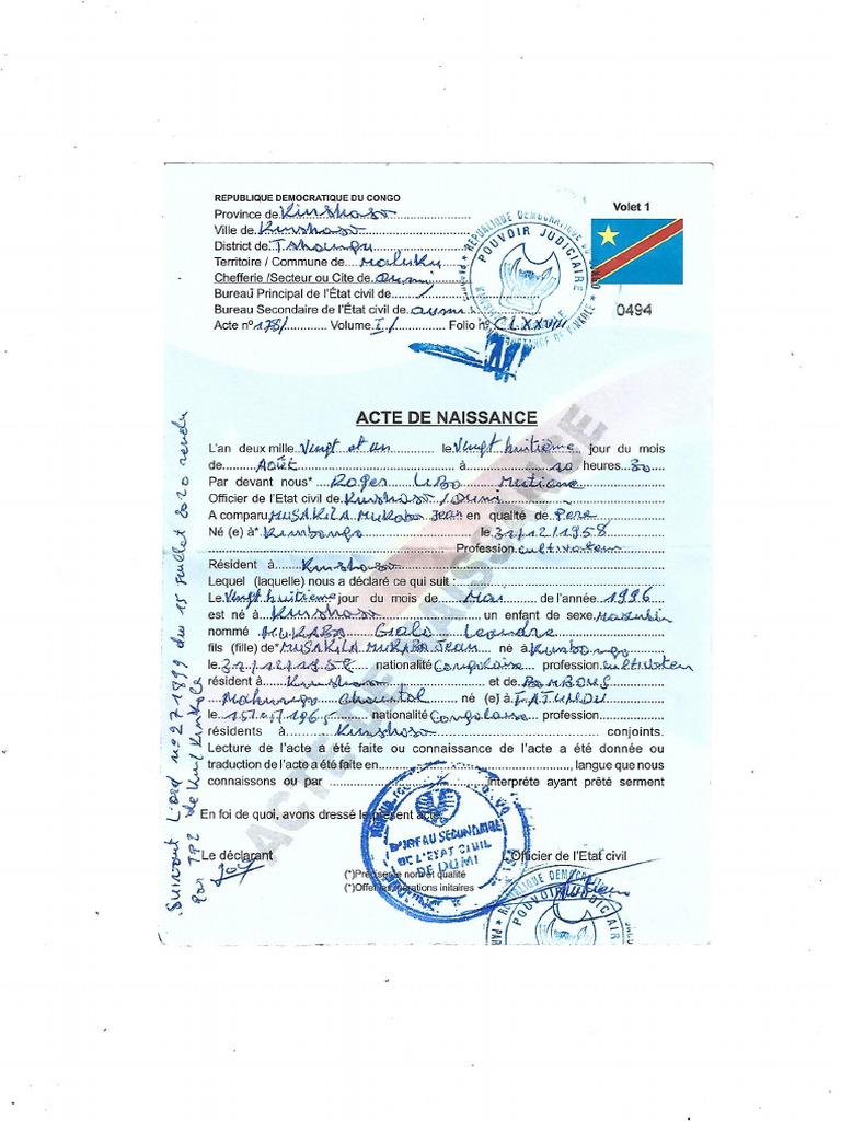 Acte de Naissance | PDF