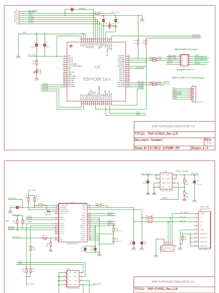 MSP EXP430G2 Schematic+Silkscreen | PDF