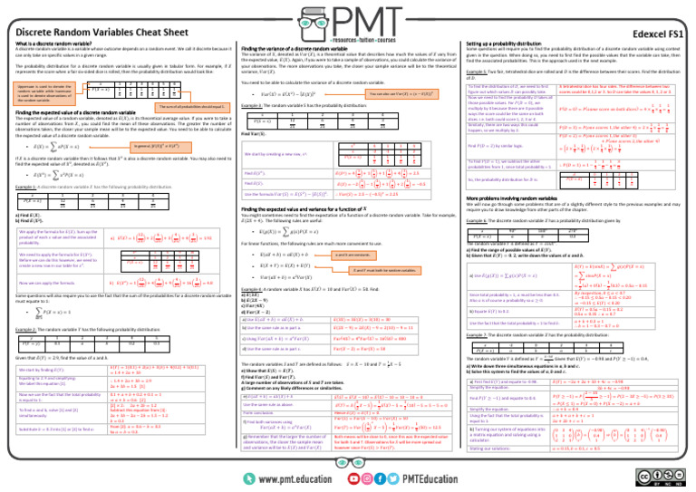 Ch.1 Discrete Random Variables | PDF | Probability Distribution | Variance