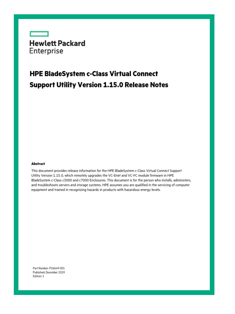 HPE BladeSystem C-Class Virtual Connect Support Utility Version 1.15.0 ...