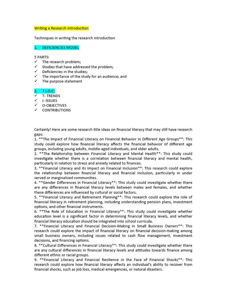 Writing A Research Introduction | PDF | Literacy | Methodology