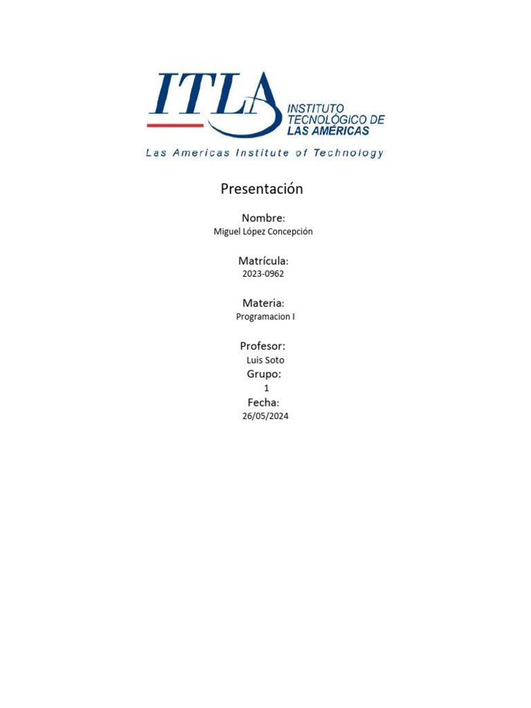 Asignacion I Programacion I | PDF | Objeto (informática) | Java ...