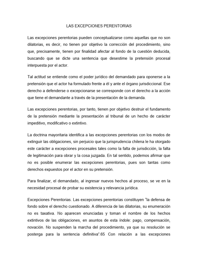 Las Excepciones Perentorias | PDF | Ley procesal | Demanda judicial