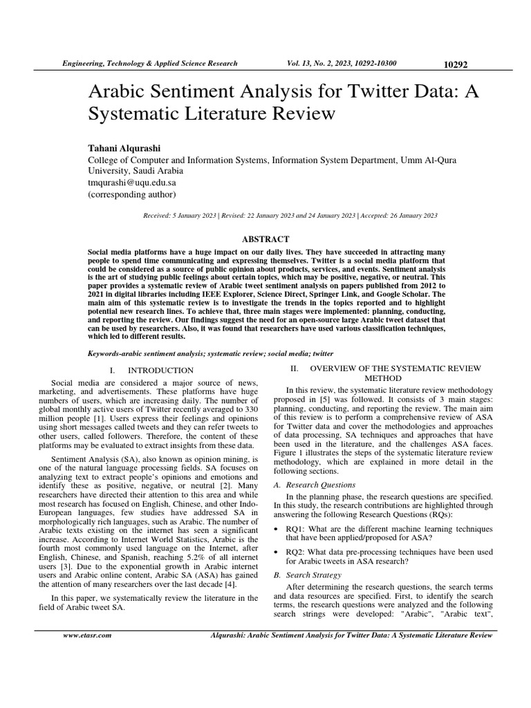 Arabic Sentiment Analysis For Twitter Data A Systematic Literature