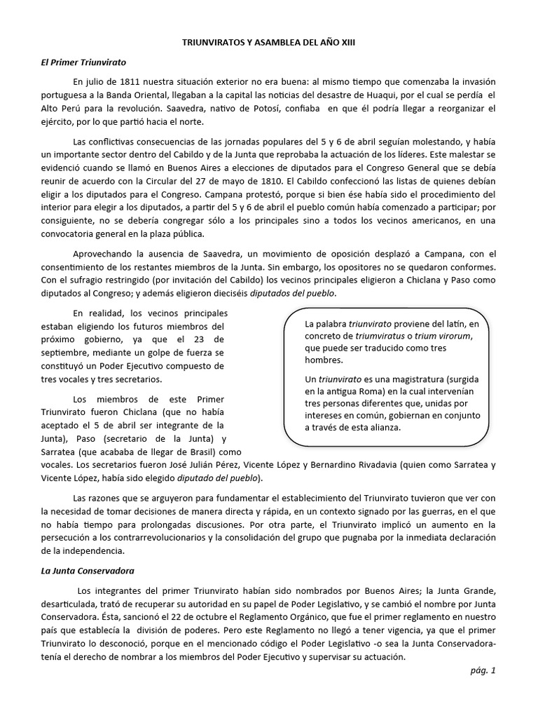 Triunviratos y Asamblea 1811-1812 | PDF | Argentina