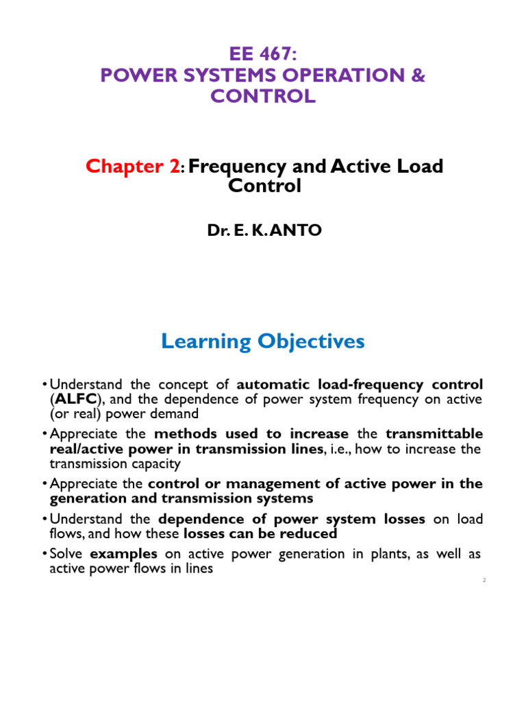 24-REG-EE 467-Chapter 2-Frequency and Active Load Control | PDF | Electric Motor | Electric ...