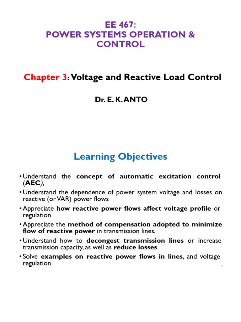 24-REG-EE 467-Chapter 3-Voltage and Reactive Load Control | PDF | Ac Power | Capacitor