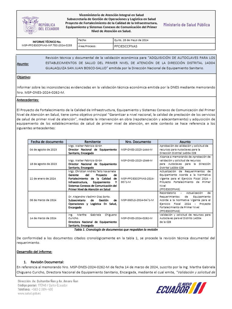 Informe Tecnico Msp-Pfciesccpnas-Inf - Tec-2024-035 | PDF | Negocios