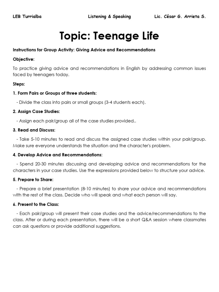 Teenage Life Study Cases | PDF | Social Media | Popular Culture & Media ...