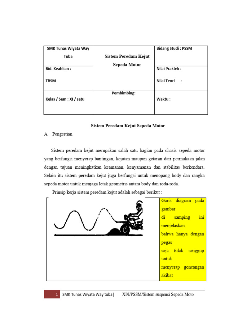 PSSM XI OT - SMK Tunas Wiyata Way Tuba | PDF