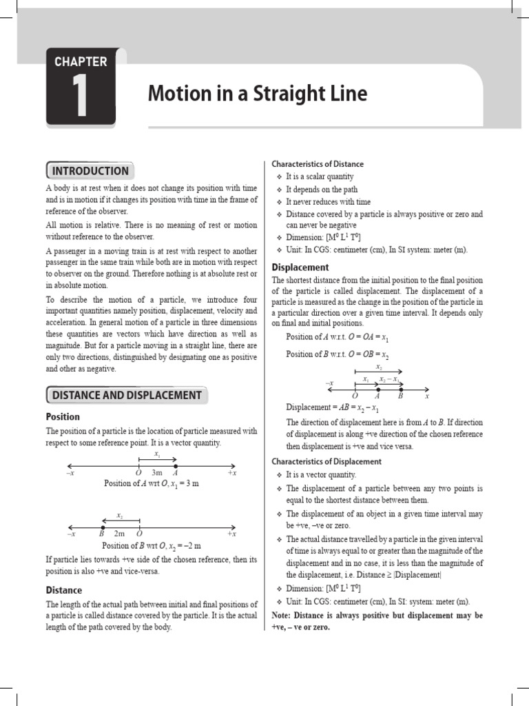 01 - Motion in A Straight Line | PDF | Acceleration | Speed