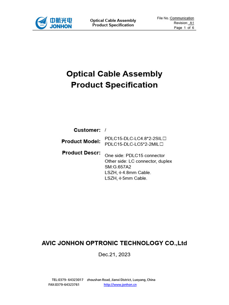 Ericsson PDLC15 DLC LC52 2SI (MI) L | PDF | Optical Fiber | Materials