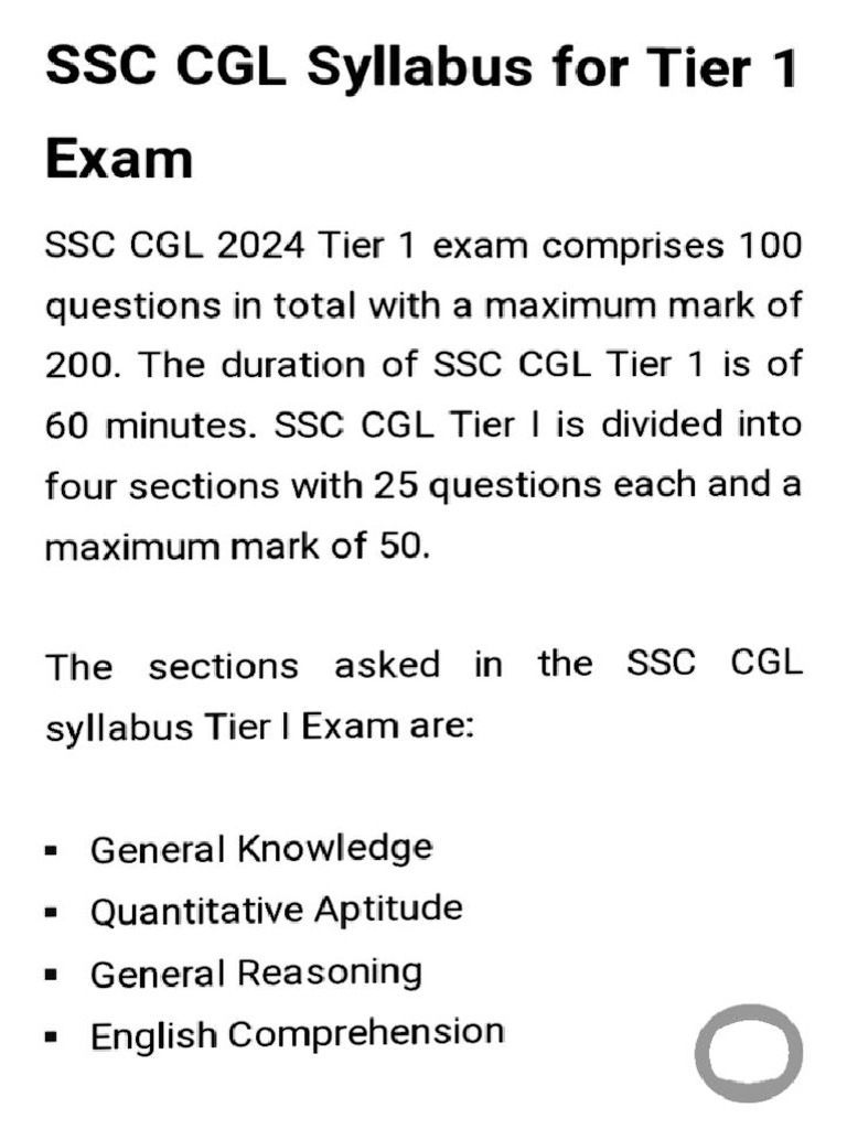 SSC CGL 2024 Syllabus Tier 1 | PDF | Triangle | Circle