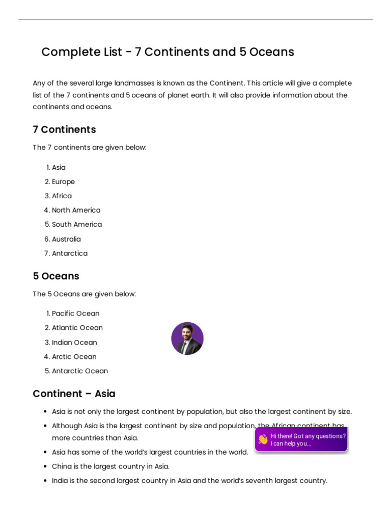 7 Continents and 5 Oceans - Complete List | PDF | Continent | Africa