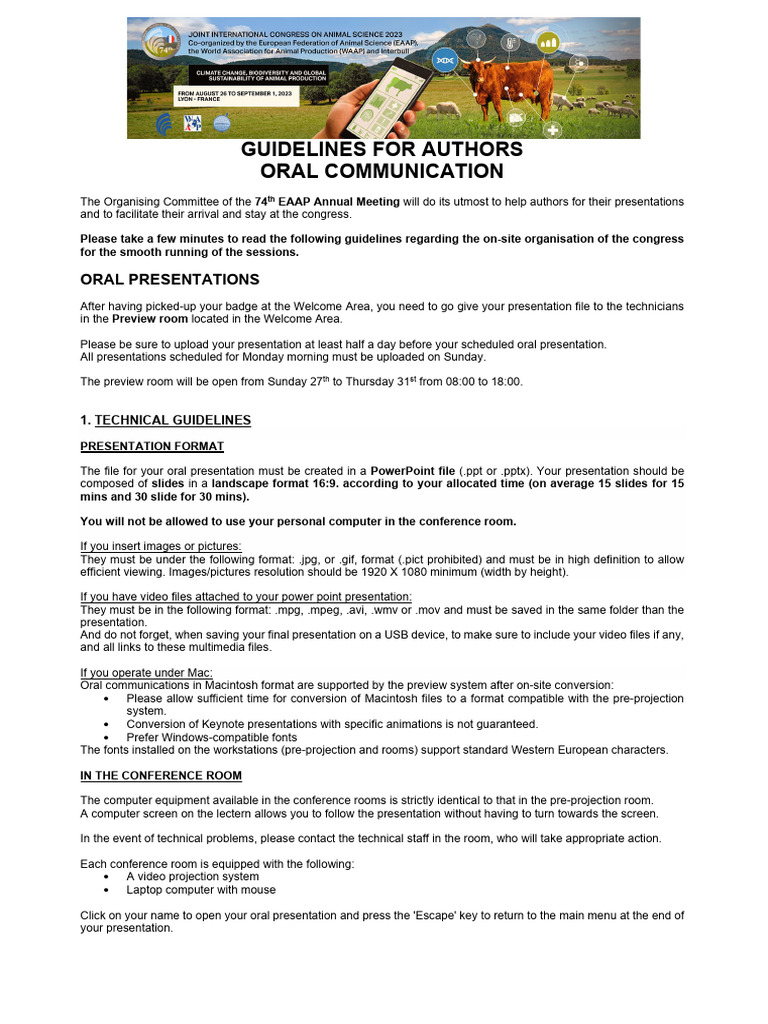 EAAP 2023 Guidelines ORAL POSTER PRESENTATIONS | PDF | Microsoft Power Point | Digital Technology