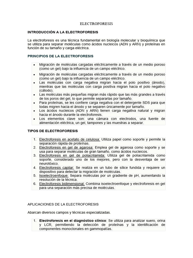 Electroforesis 1 | PDF | Electroforesis | Proteómica