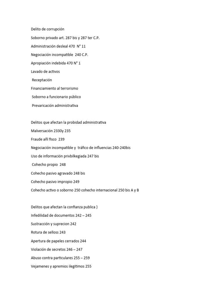 Distintos Delitos De Corrupción Pdf