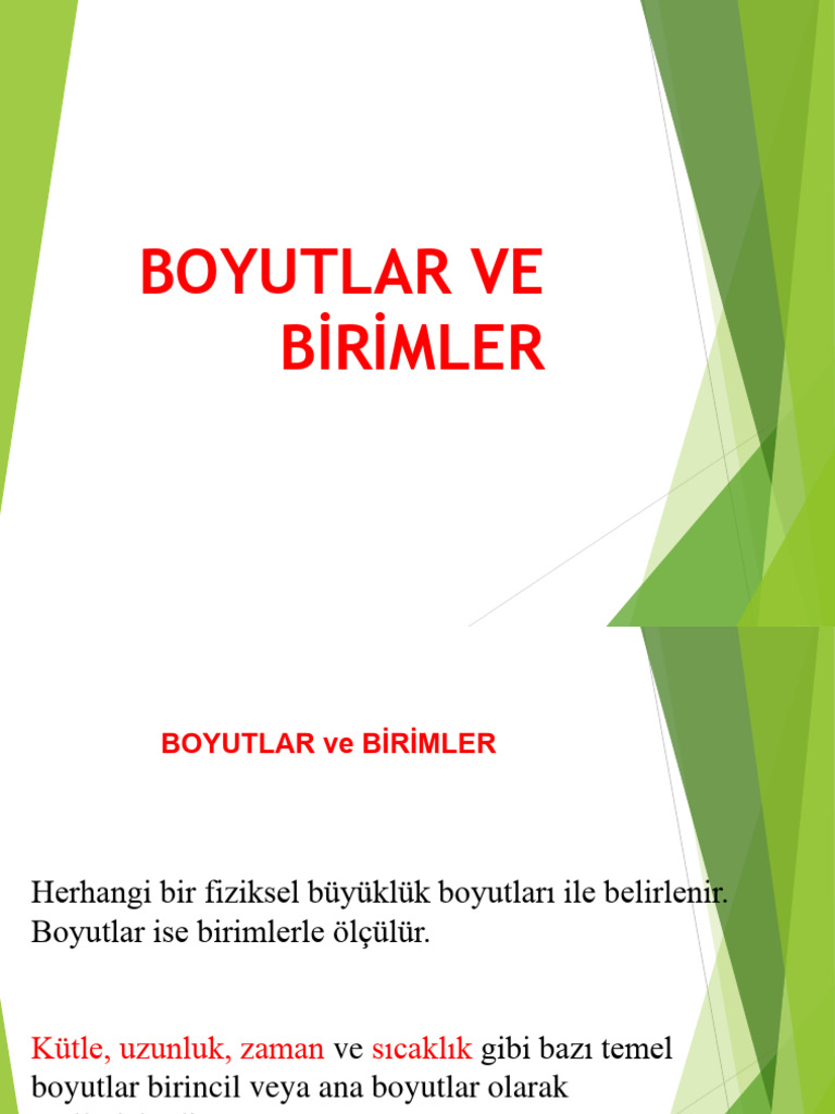 Boyutlar Birimler | PDF