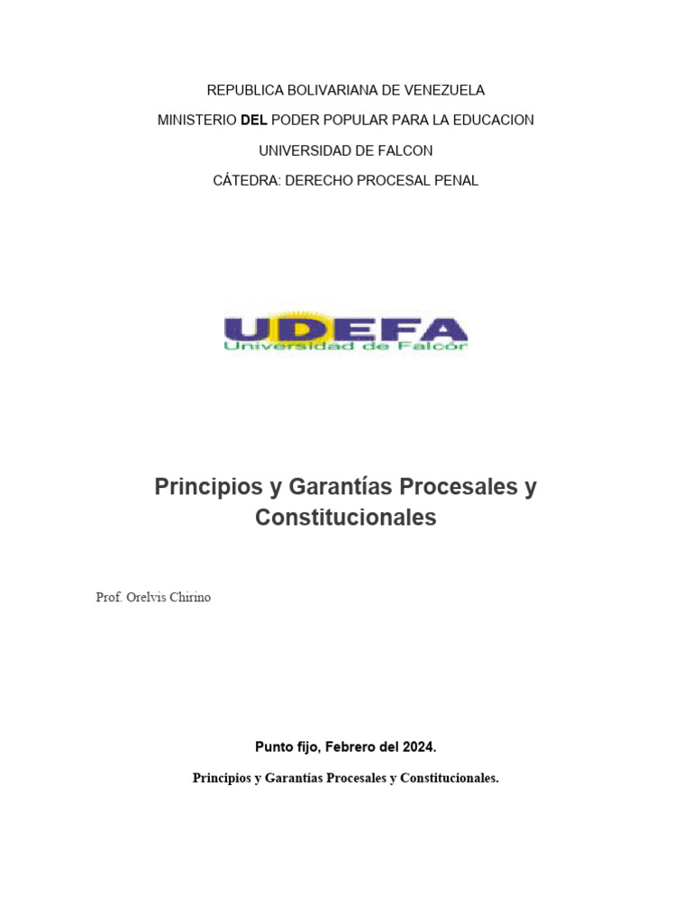 Udefa Derecho Procesal Penal1 | PDF | Debido al proceso | Ley procesal