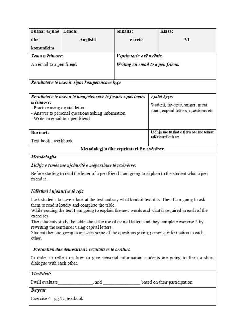 Writing Emails to Pen Friends | PDF | Language Arts & Discipline