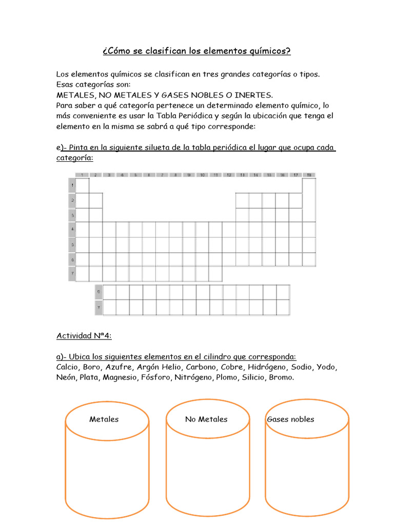 Clasificación de Elementos Químicos | PDF | Tabla periódica | Elementos ...